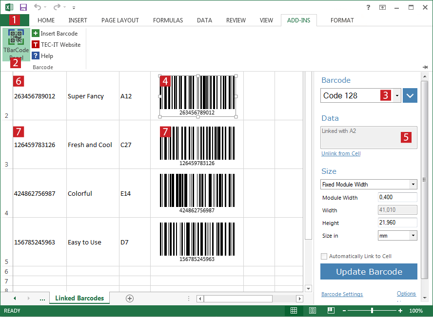 Barcode Excel Add In TBarCode Office Create Barcodes In Excel